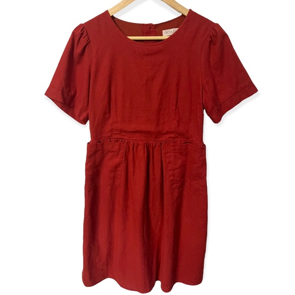Roolee | Dresses | Roolee Rust Minimalist Linen Blend A Line Midi Dress ...